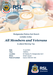 Morning Tea - Mudgeeraba - Robina RSL Sub Branch